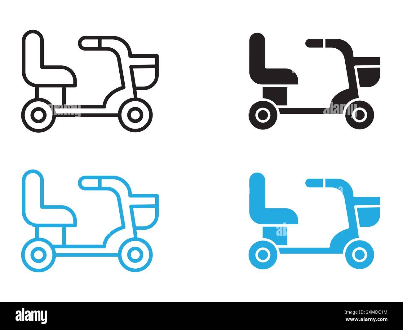 Electric Wheelchair Scooter Icon Vector Line Logo Mark Or Symbol Set Collection Outline Style