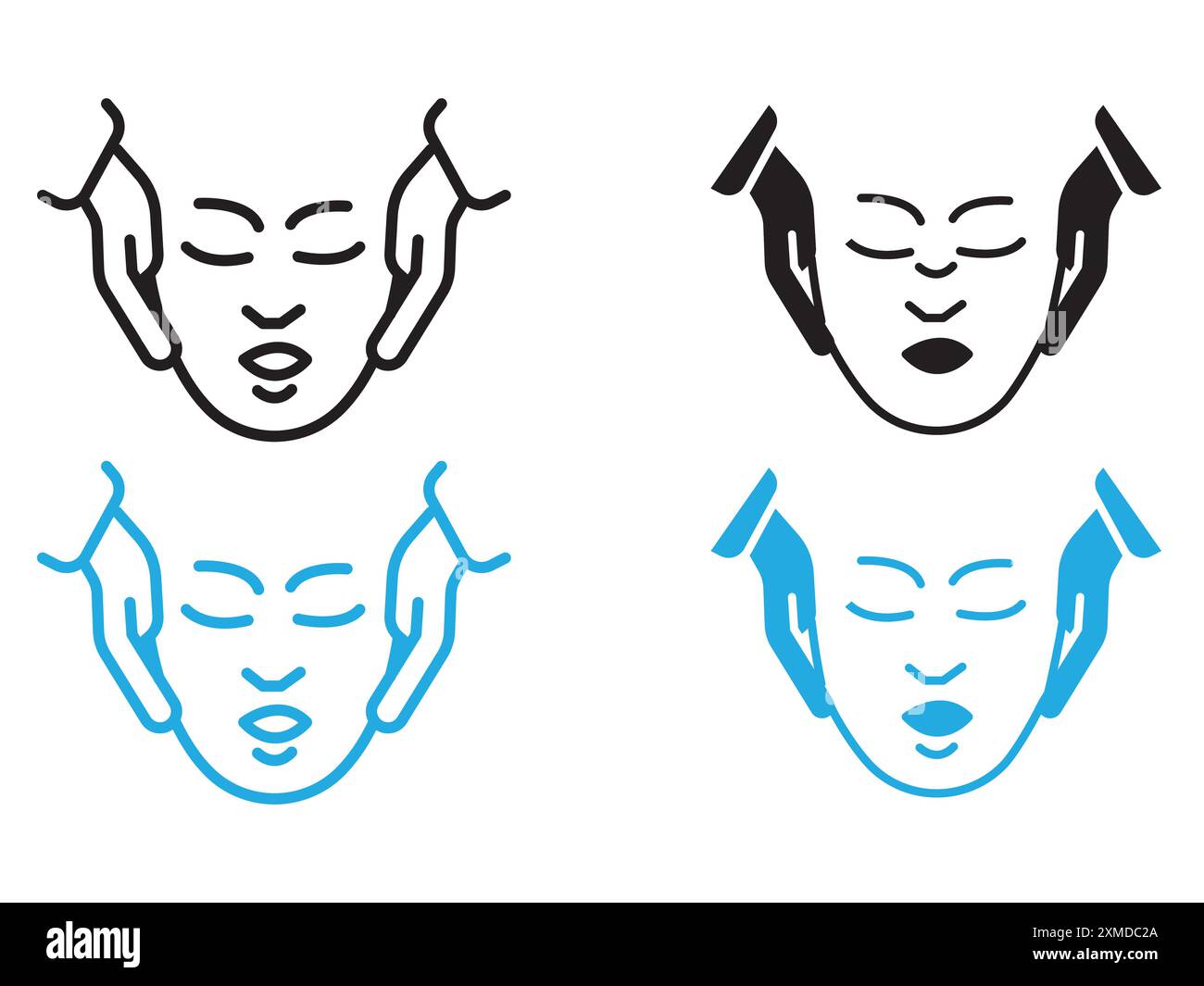 face massage icon vector line logo mark or symbol set collection outline style Stock Vector ...