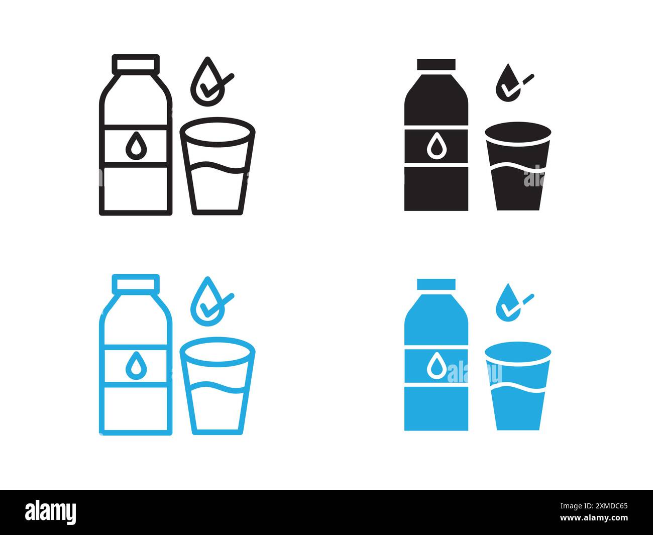 Drinking enough water icon vector line logo mark or symbol set ...