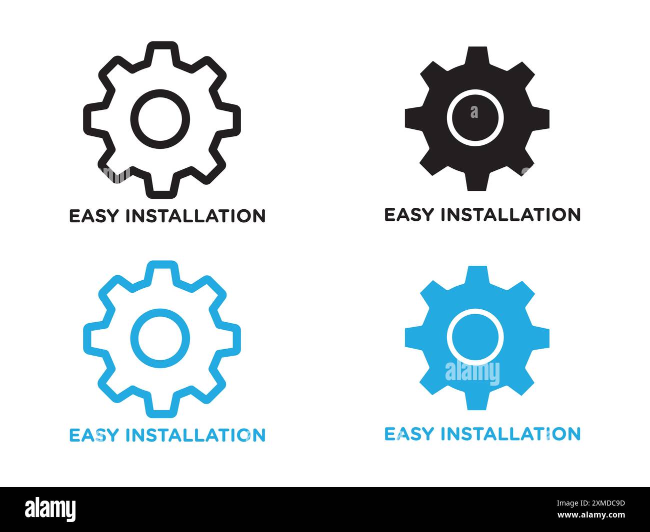Easy Installation icon vector line logo mark or symbol set collection ...