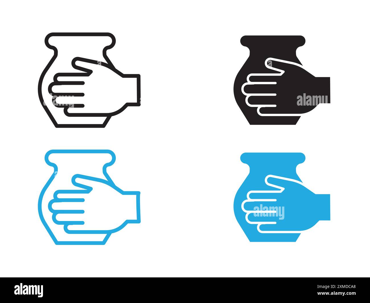 Handmade pottery icon vector line logo mark or symbol set collection ...