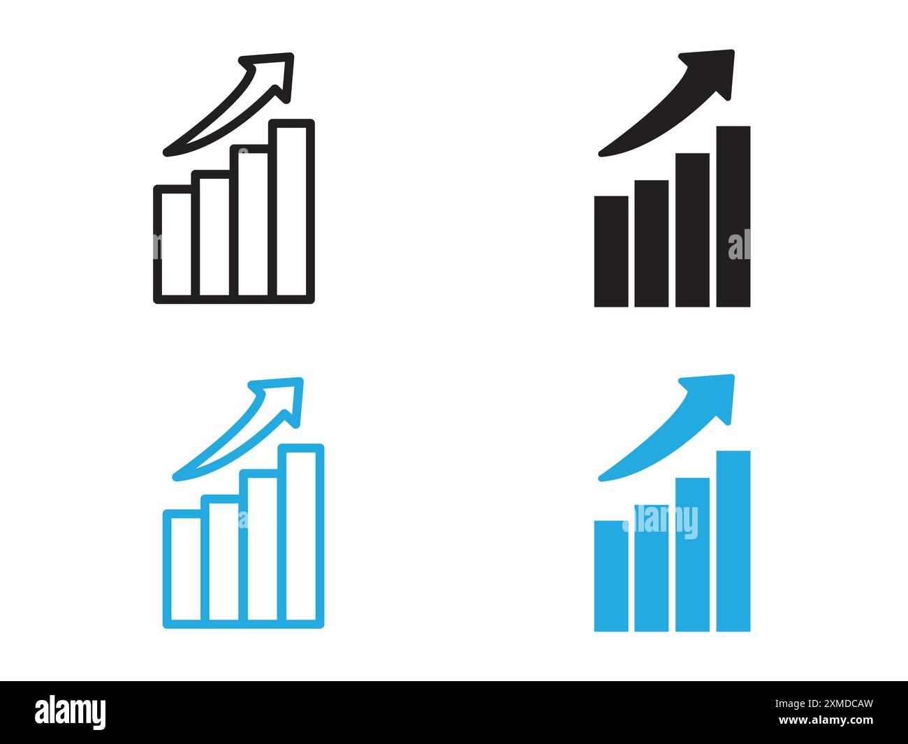Growing graph Icon vector line logo mark or symbol set collection ...