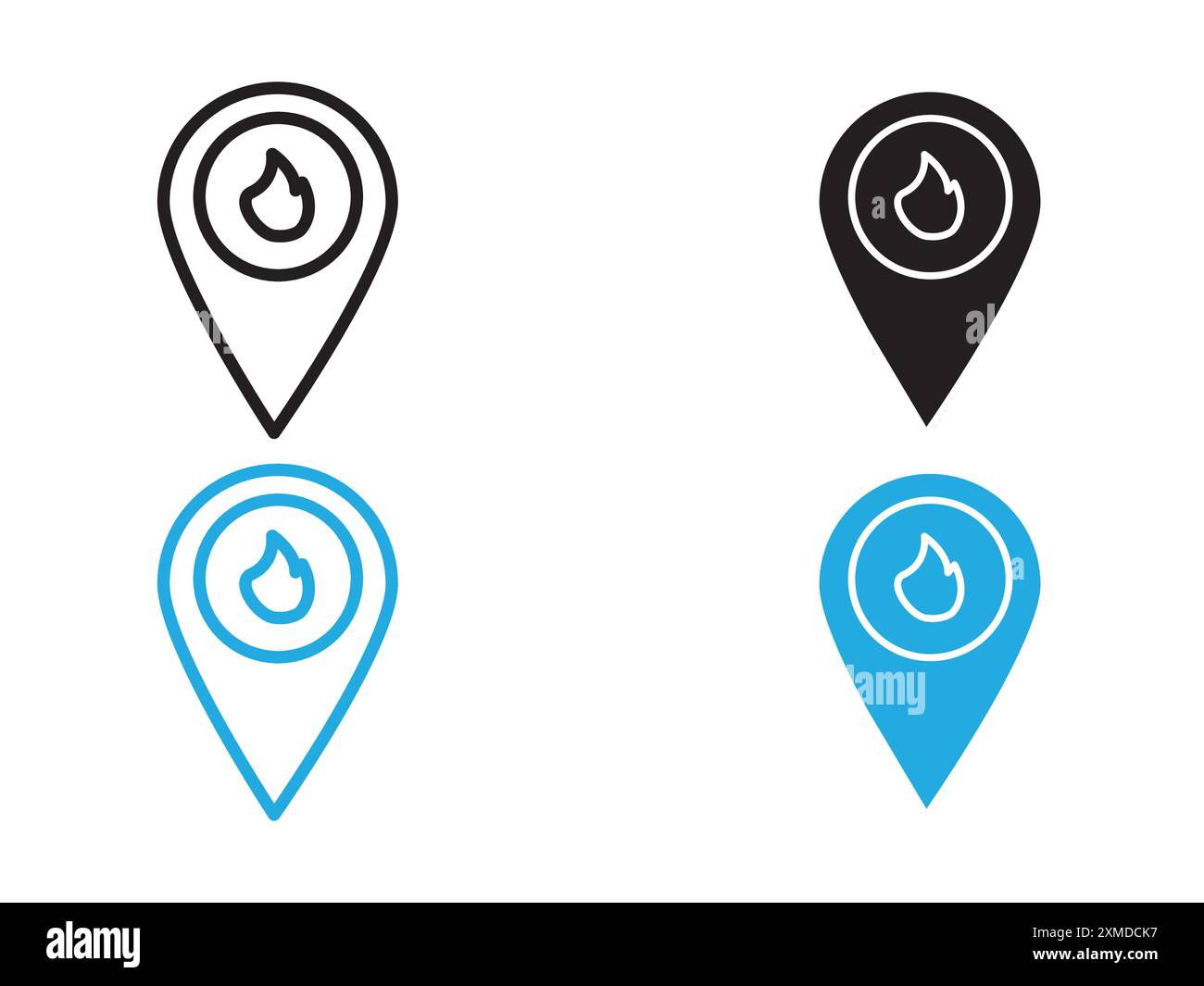 fire location icon vector line logo mark or symbol set collection outline style Stock Vector ...
