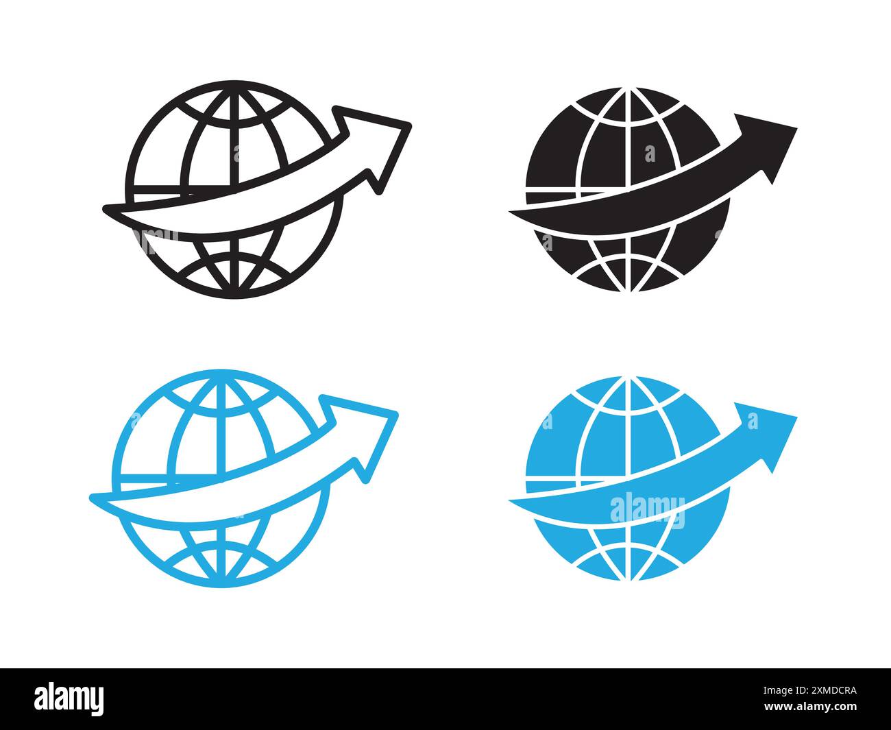 Globalization icon vector line logo mark or symbol set collection outline style Stock Vector ...