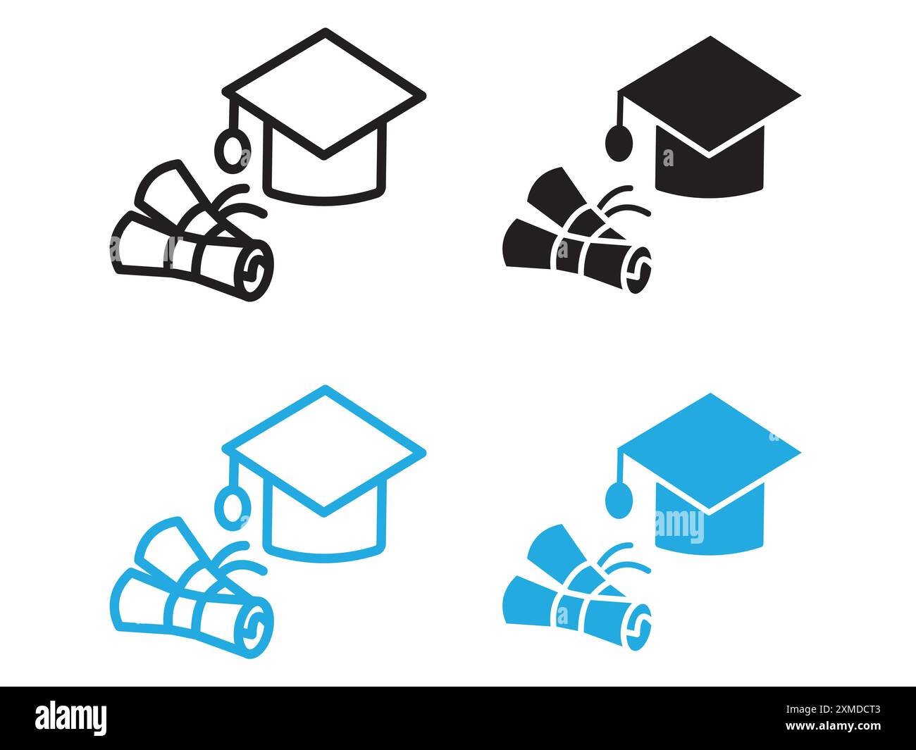 Graduation ceremony icon vector line logo mark or symbol set collection ...
