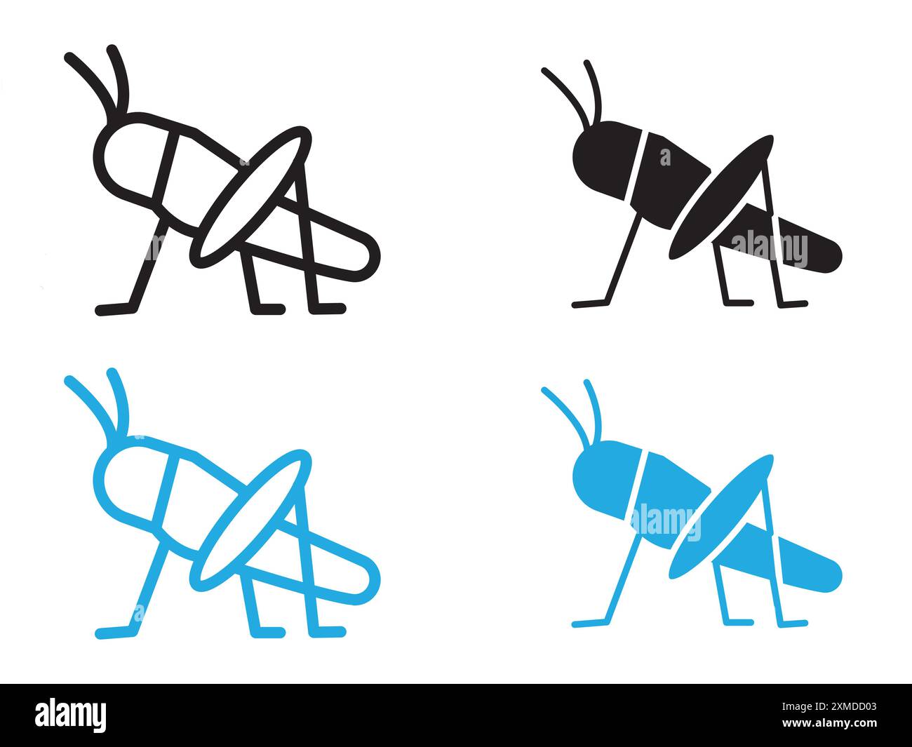 Grasshopper Icon 2 Vector Line Logo Mark Or Symbol Set Collection Outline Style Stock Vector