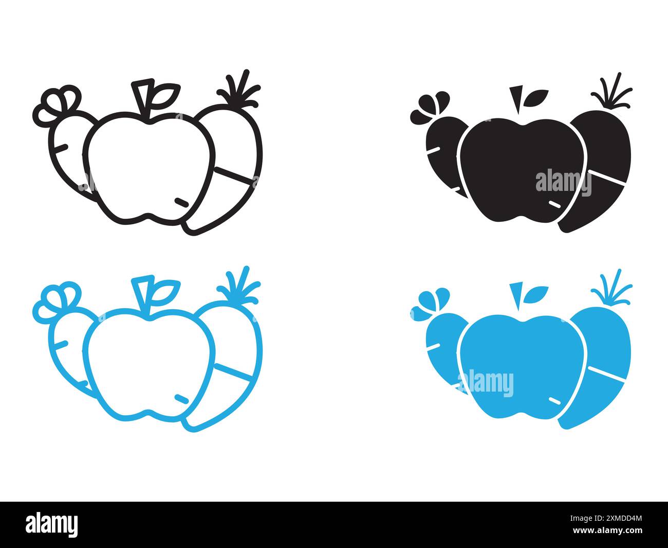 Fruits and vegetables icon vector line logo mark or symbol set ...