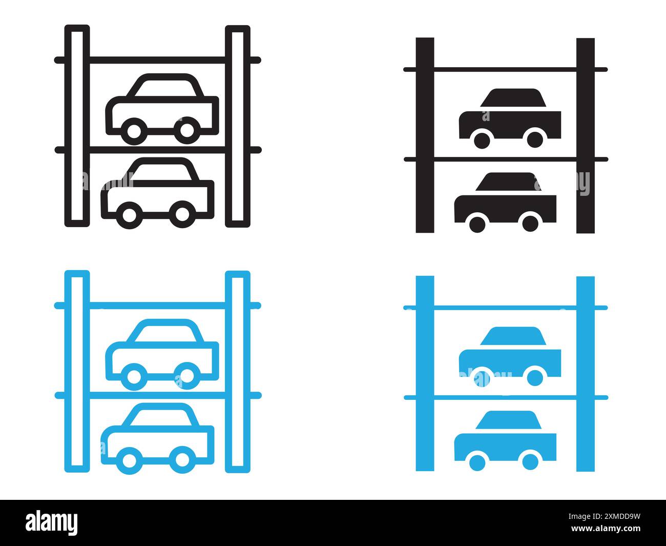 Multi Storey Parking icon vector line logo mark or symbol set ...