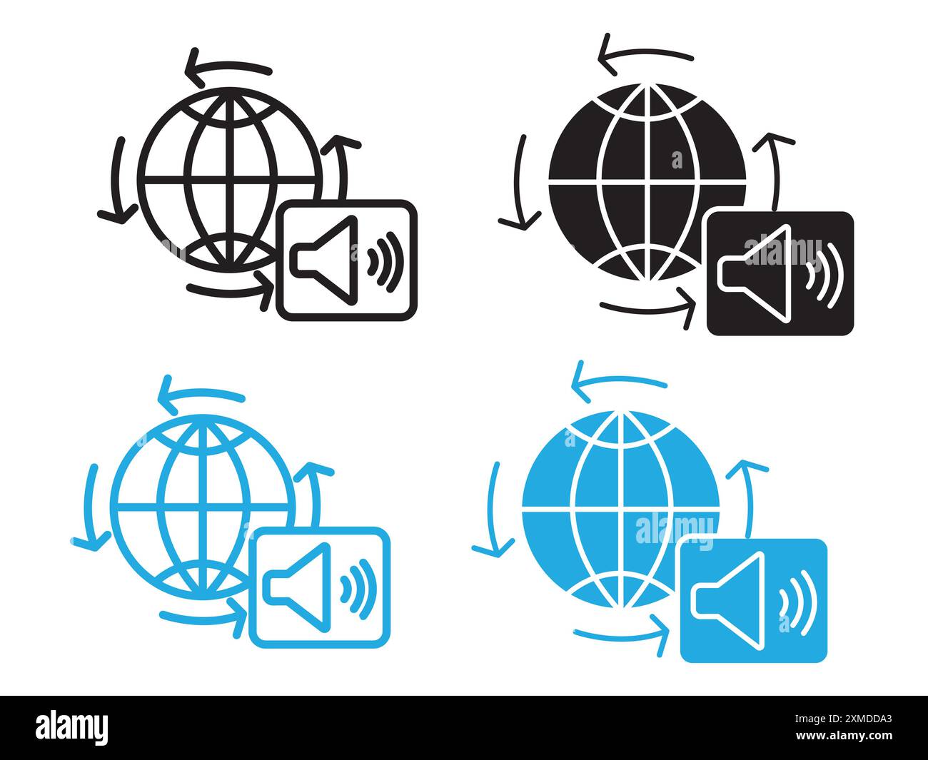 Global campaign icon vector line logo mark or symbol set collection ...