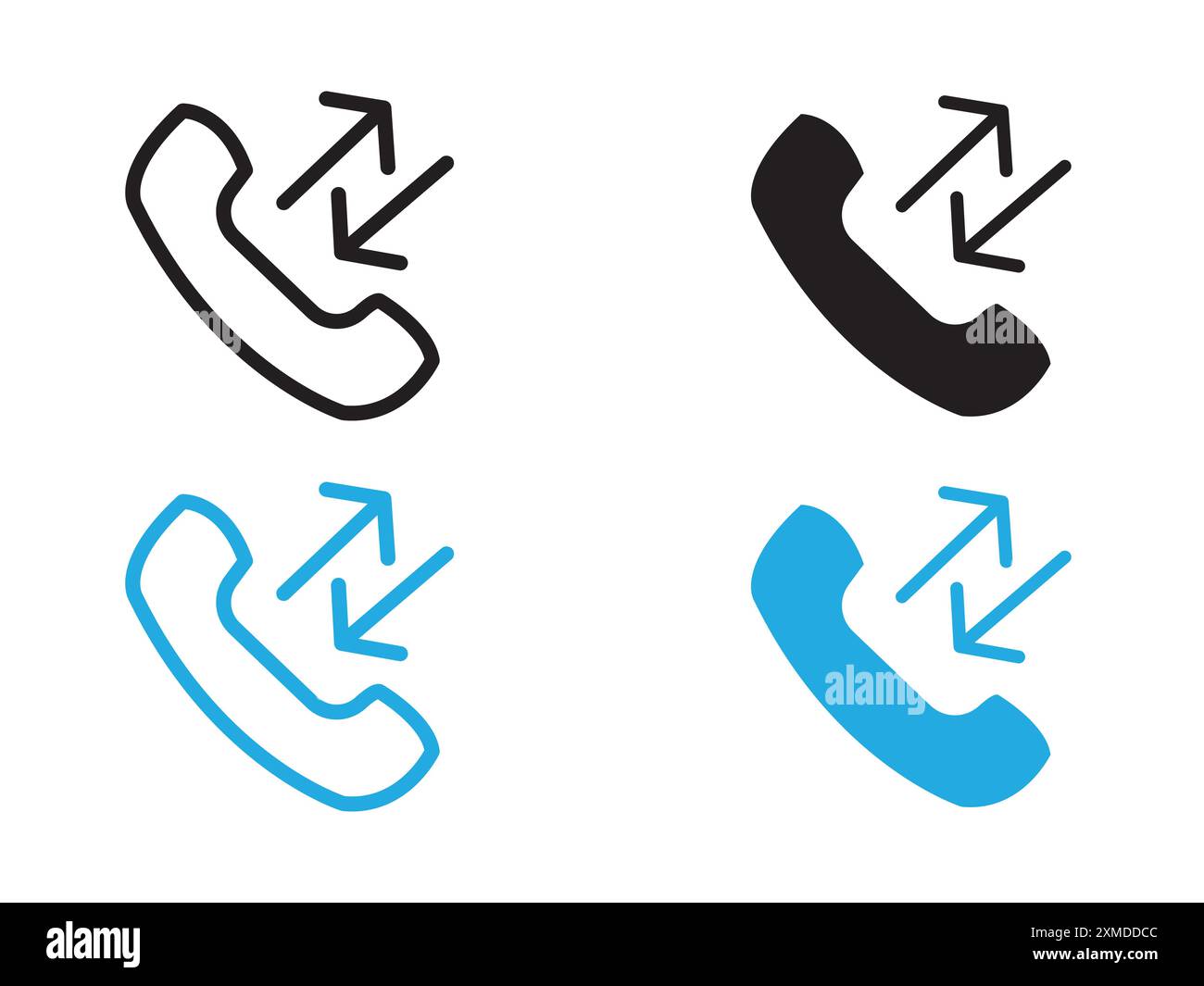 incoming outgoing calls icon vector line logo mark or symbol set ...