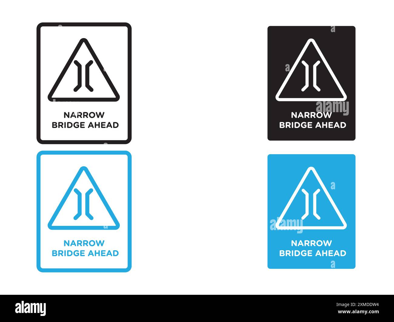 Narrow bridge ahead road sign hi-res stock photography and images - Alamy