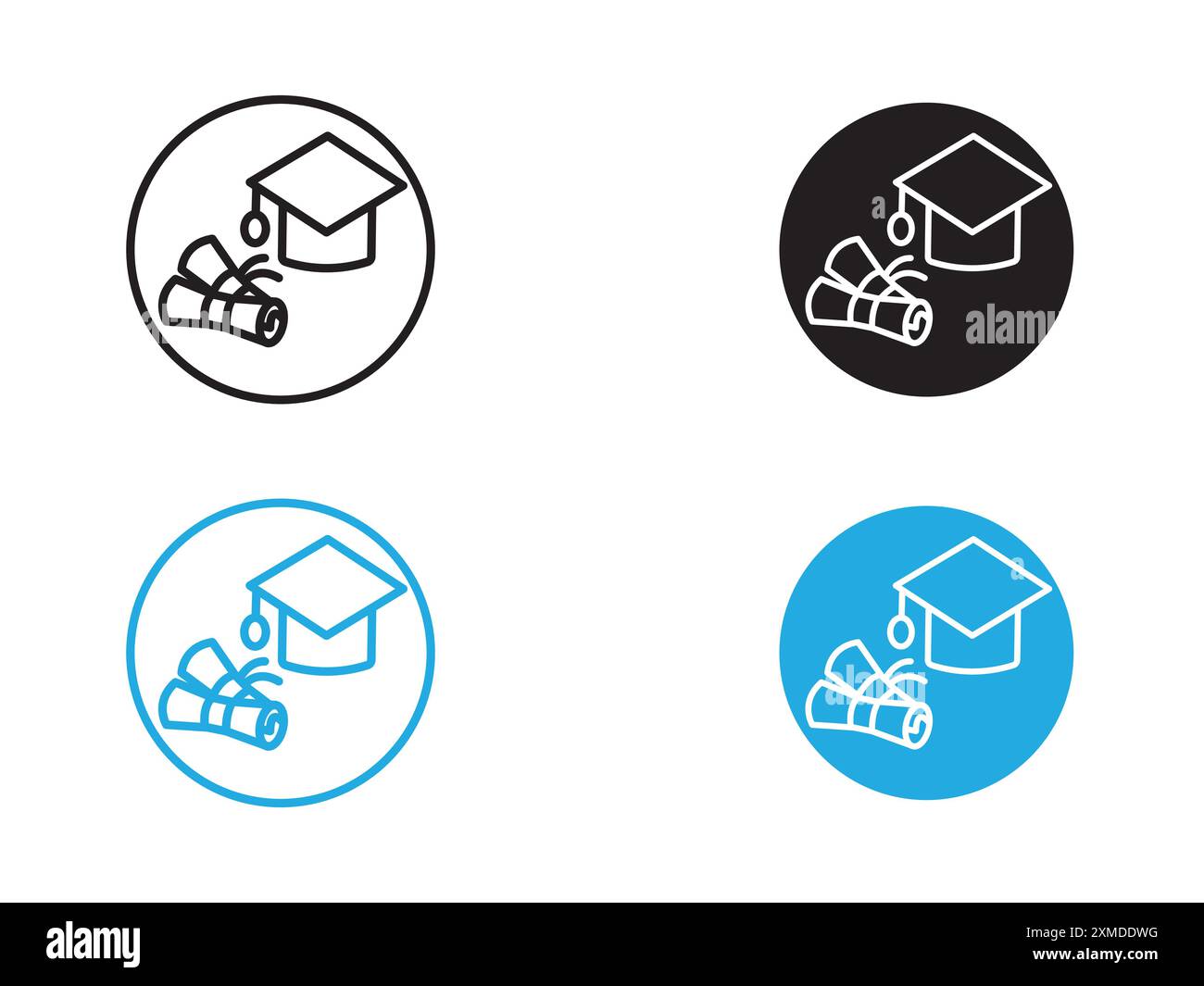 Graduation icon vector line logo mark or symbol set collection outline ...