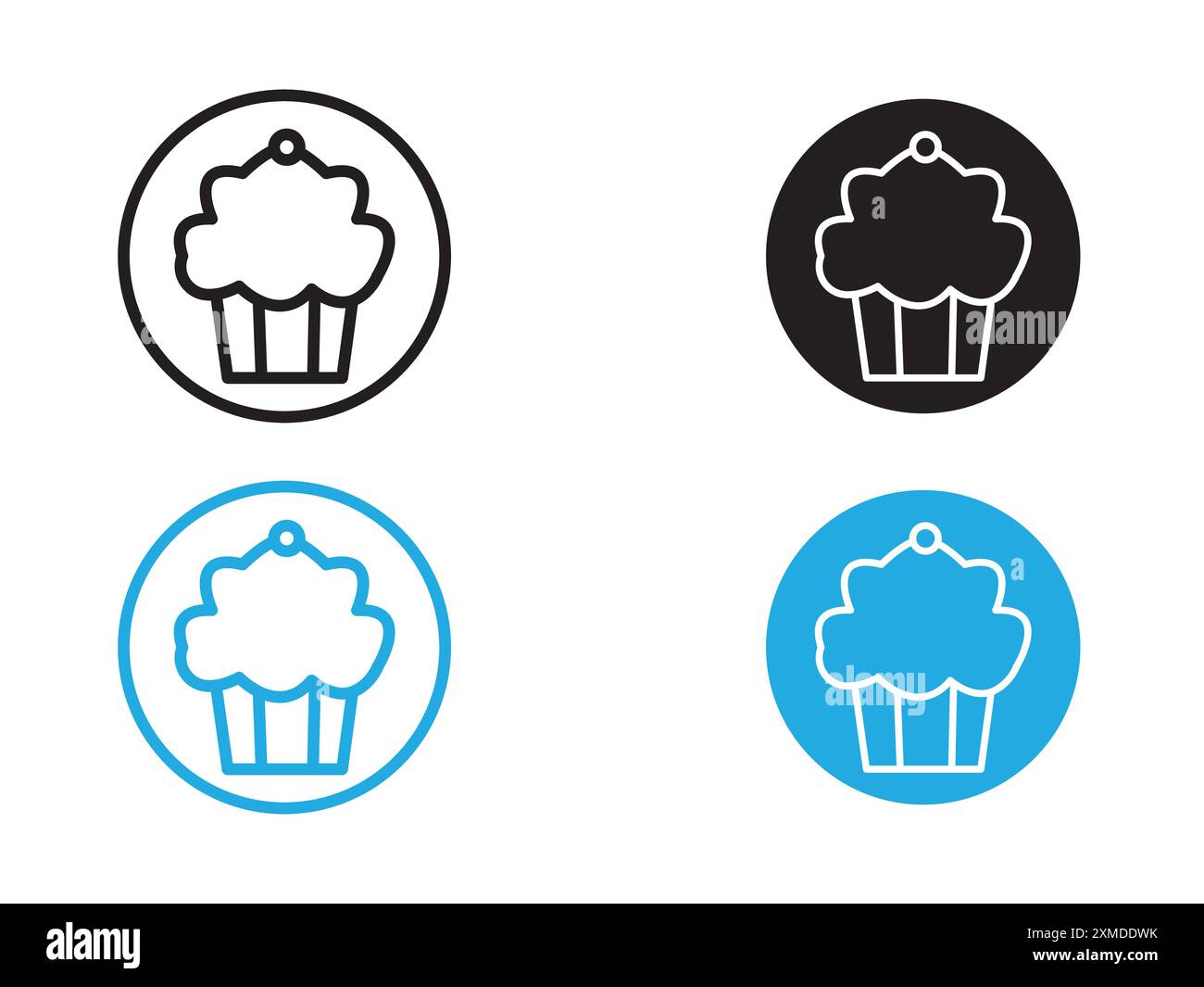 Muffin Icon vector line logo mark or symbol set collection outline ...