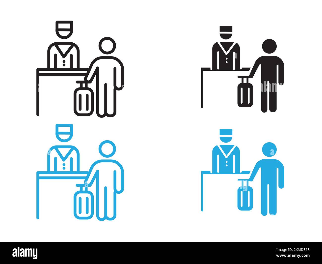 Hospitality industry icon vector line logo mark or symbol set ...