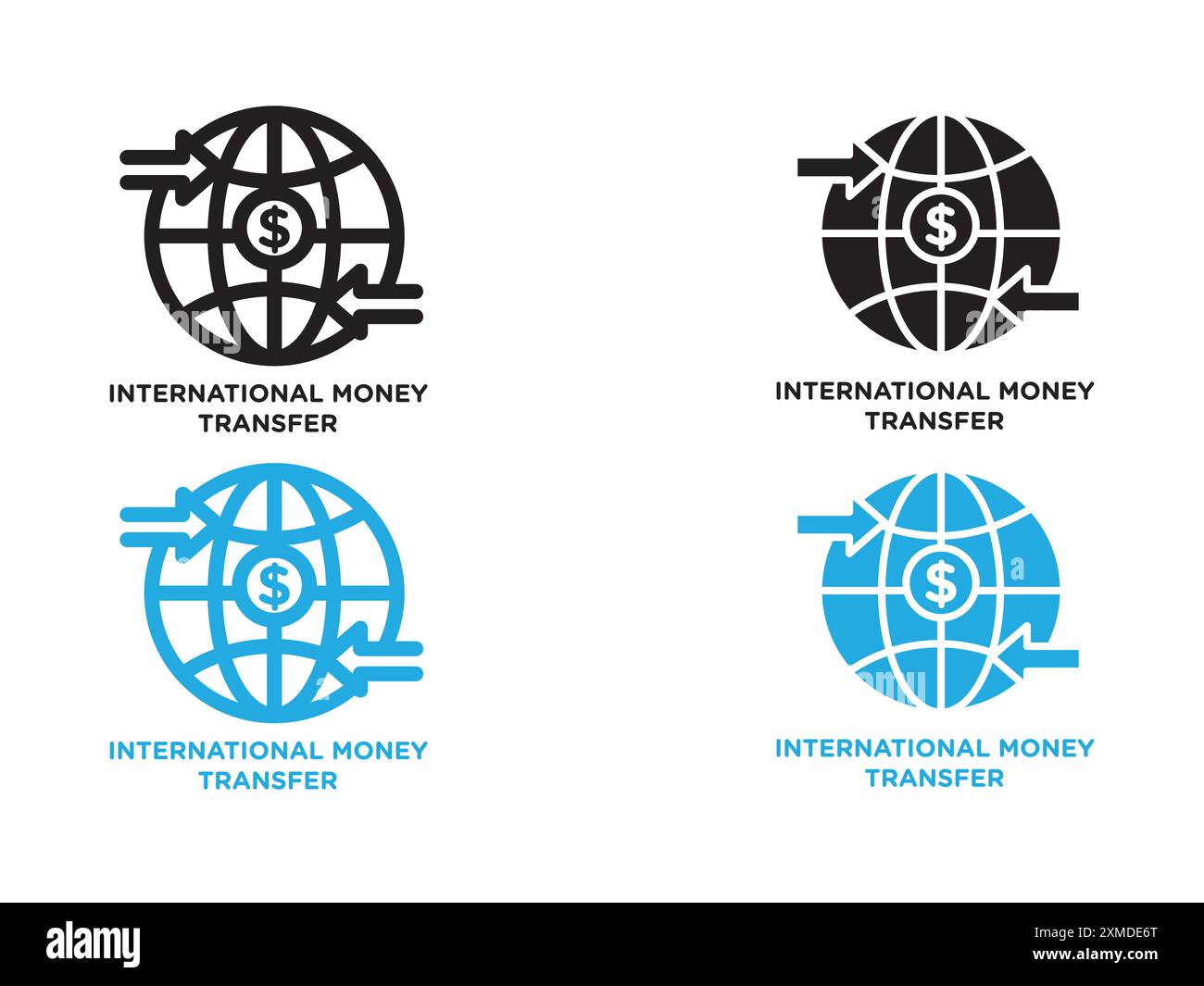 International money transfer icon vector line logo mark or symbol set ...