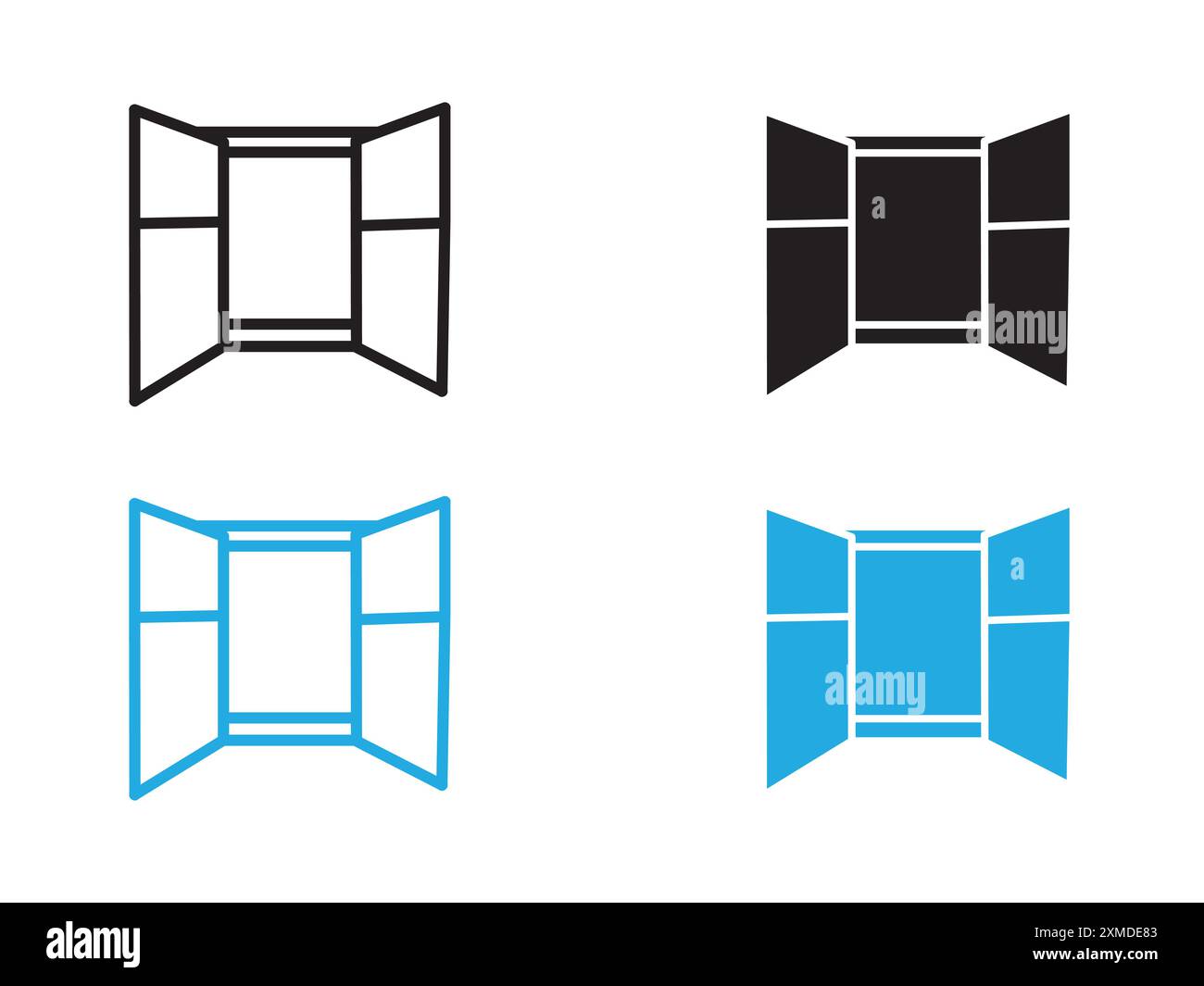 Open Windows Icon Vector Line Logo Mark Or Symbol Set Collection Outline Style Stock Vector