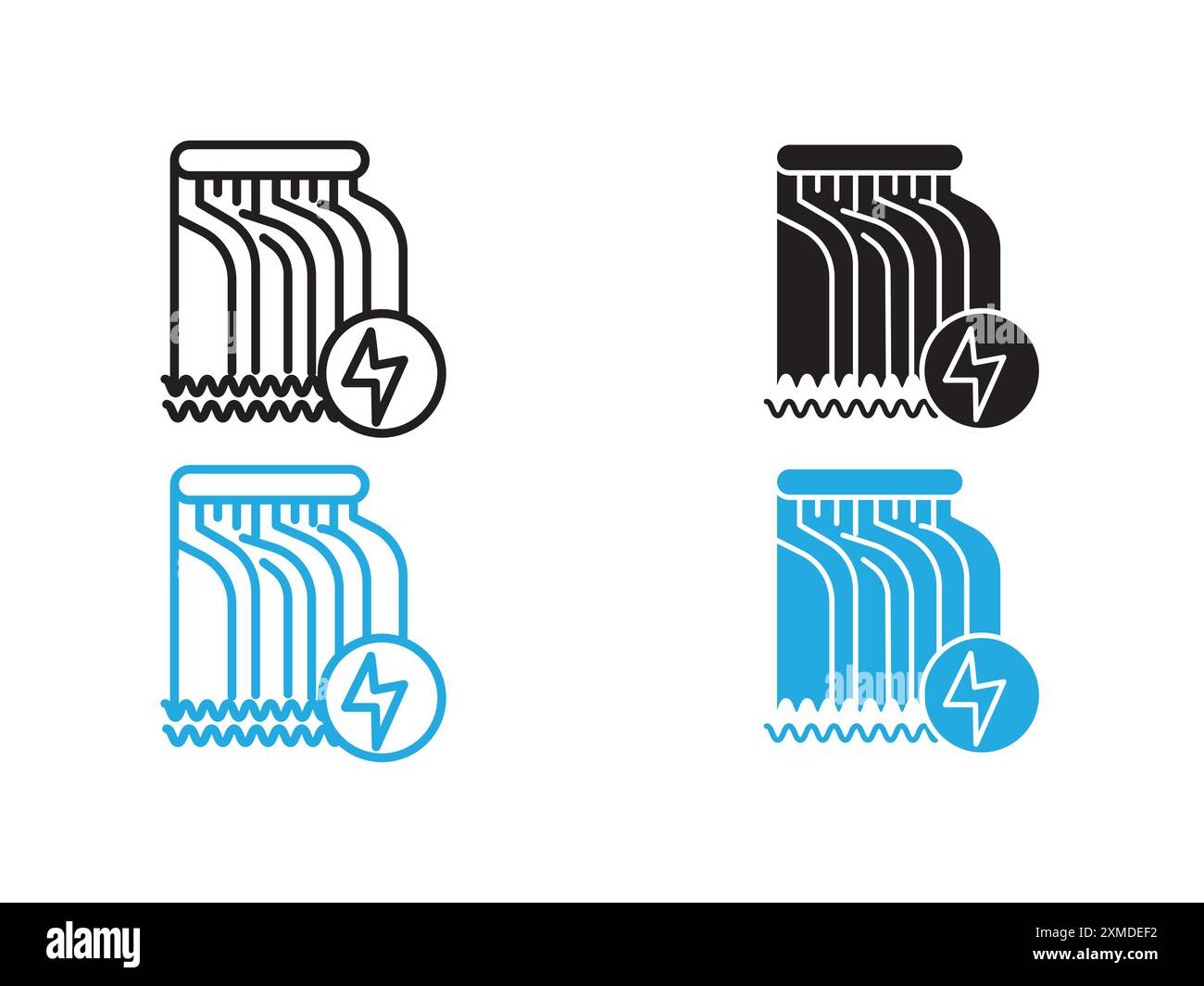 Hydroelectric dam icon vector line logo mark or symbol set collection ...