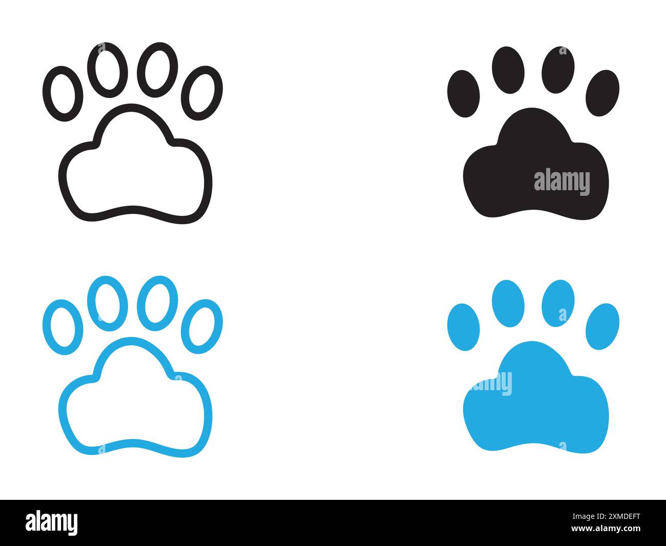 Paw icon vector line logo mark or symbol set collection outline style ...