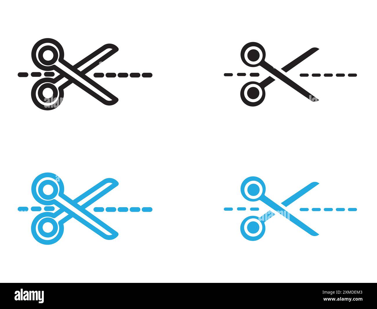 Scissors trim cut icon vector line logo mark or symbol set collection ...