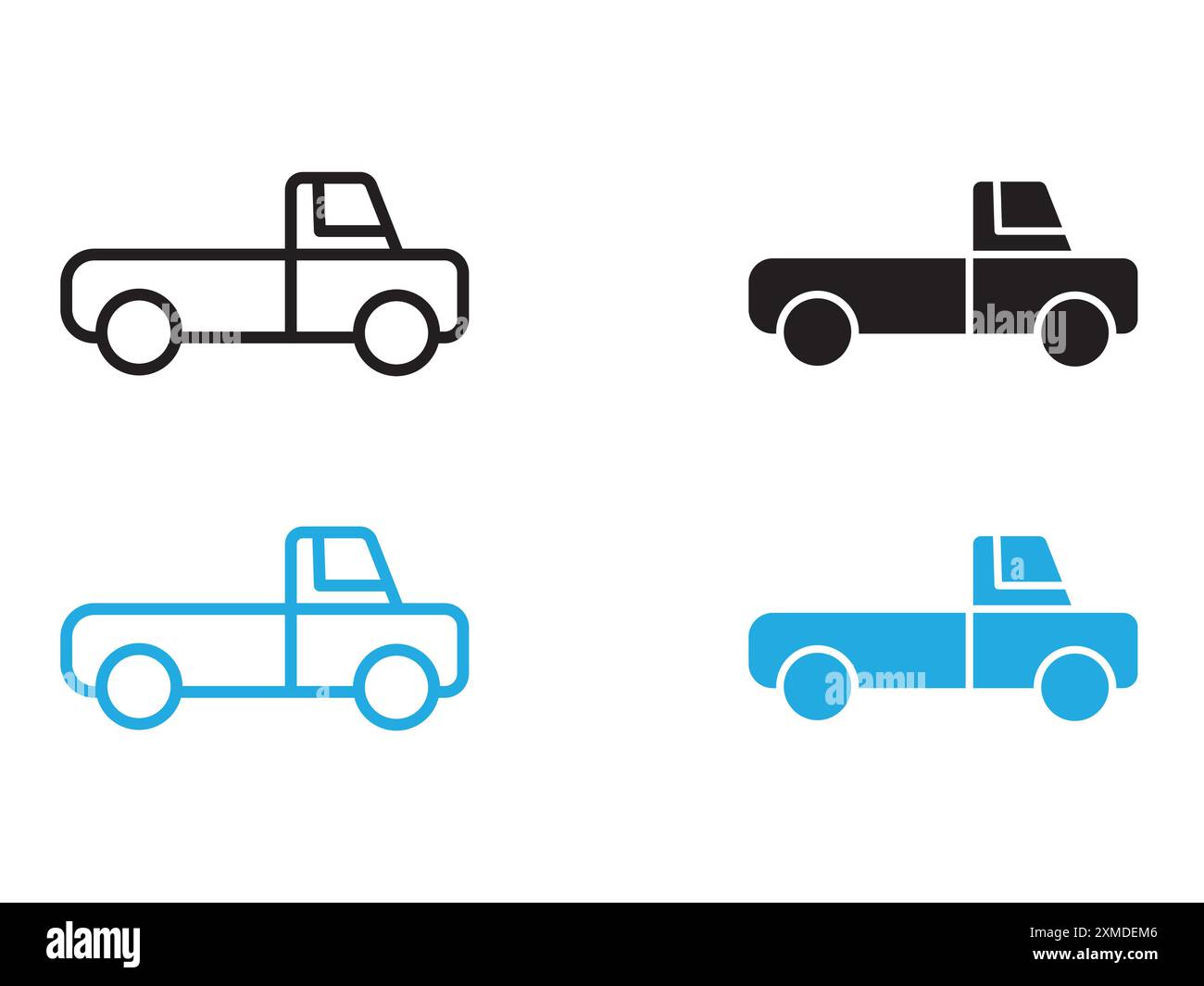 Pickup Truck Icon Vector Line Logo Mark Or Symbol Set Collection Outline Style Stock Vector