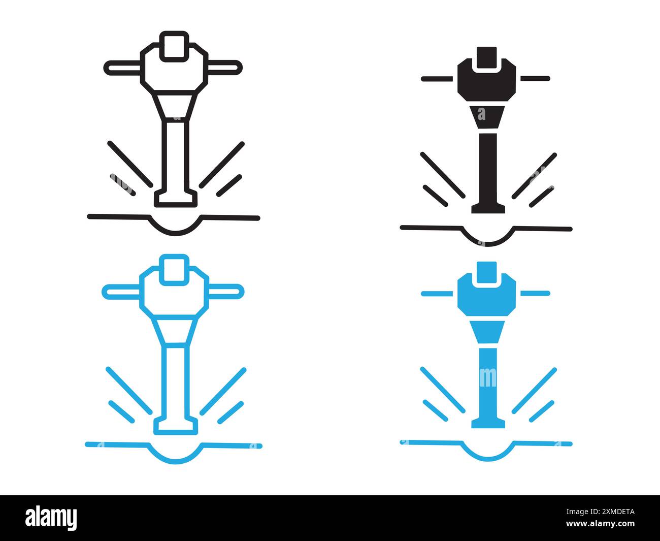 jack hammer icon vector line logo mark or symbol set collection outline ...