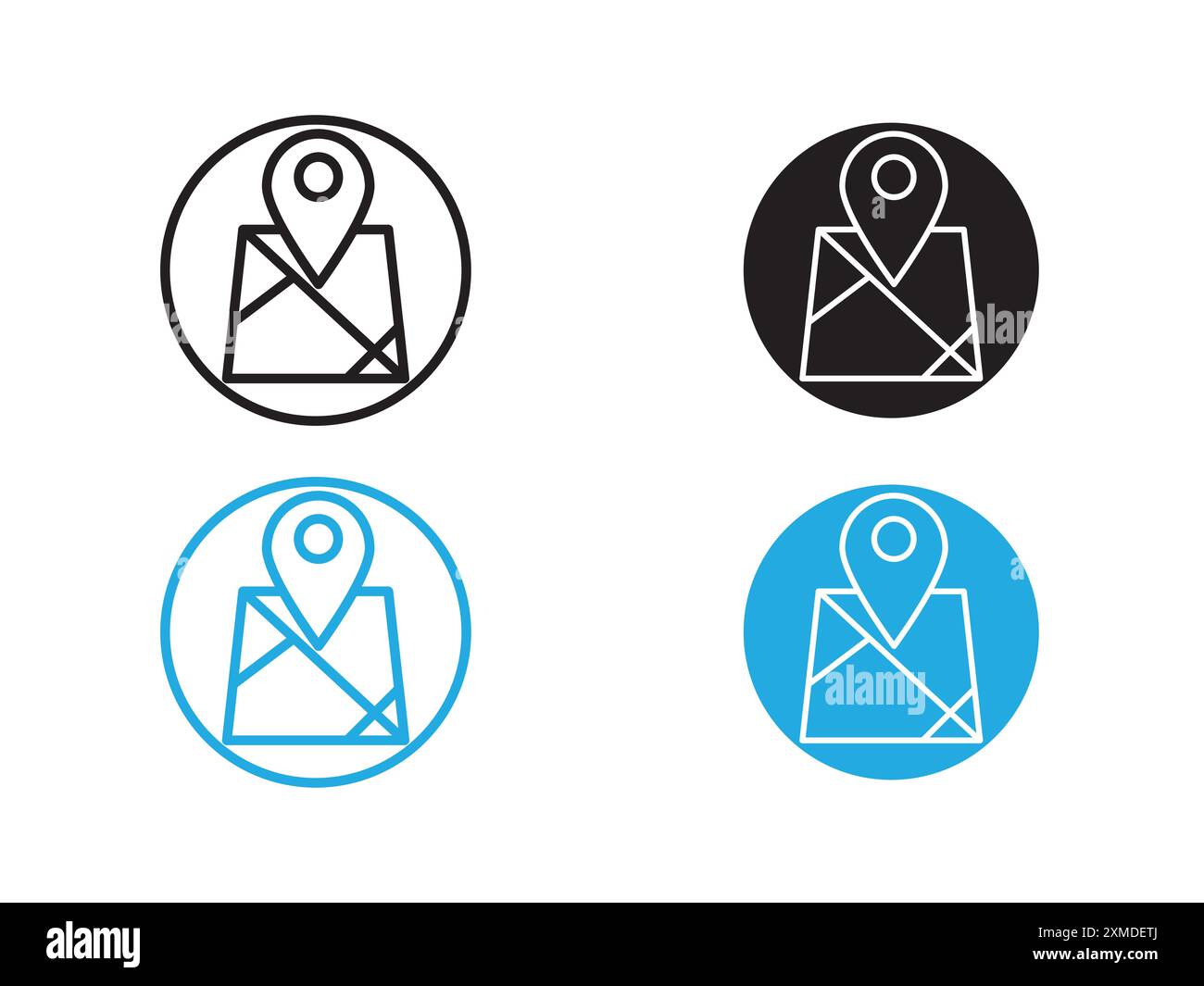 Pin on a map icon vector line logo mark or symbol set collection ...