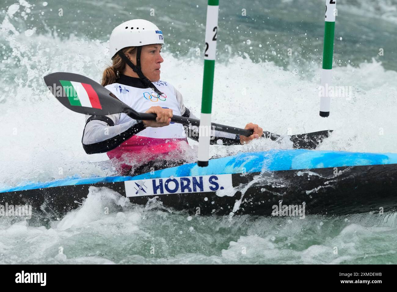Stefanie Horn of Italy competes in the women's kayak single heats ...