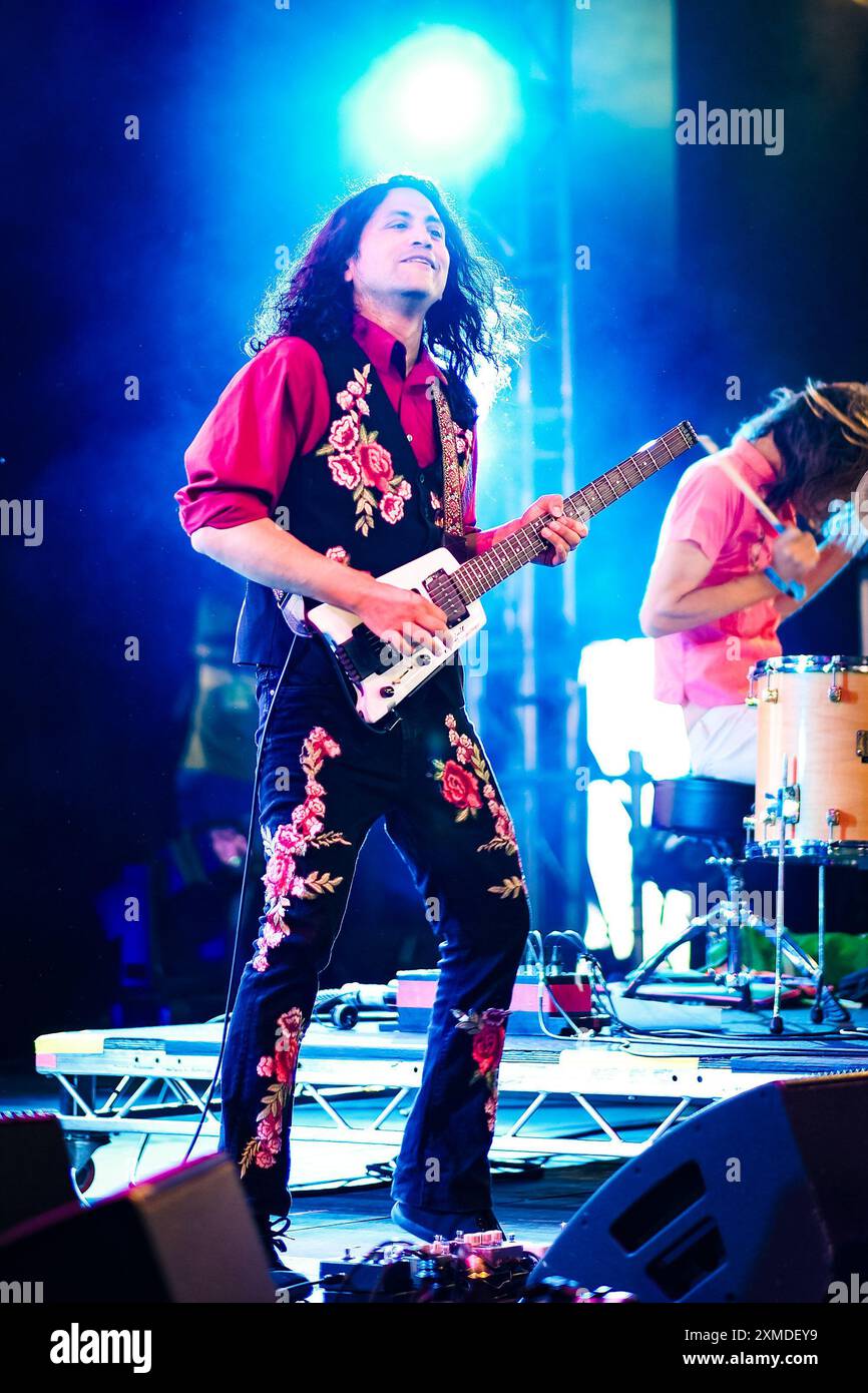 Malmesbury, UK. 27th July, 2024. Ed Rodriguez of Deerhoof performing on ...