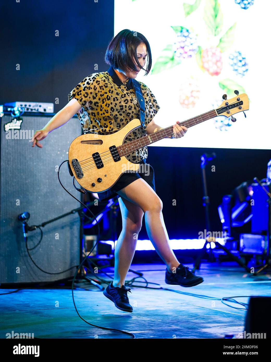 Malmesbury, UK. 27th July, 2024. Satomi Matsuzaki of Deerhoof ...