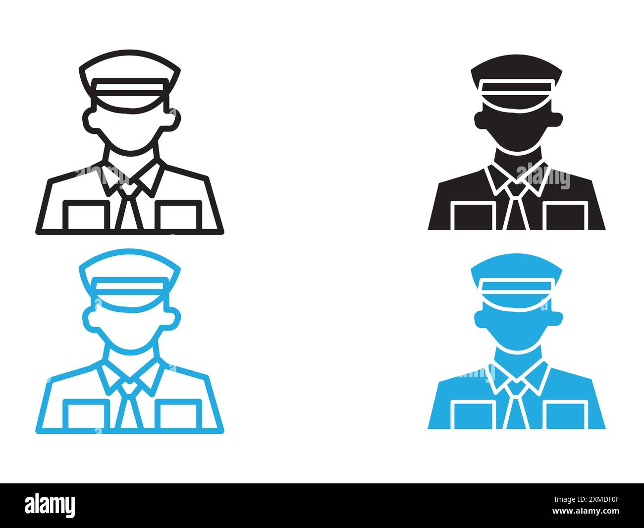 Male chief officer icon vector line logo mark or symbol set collection ...