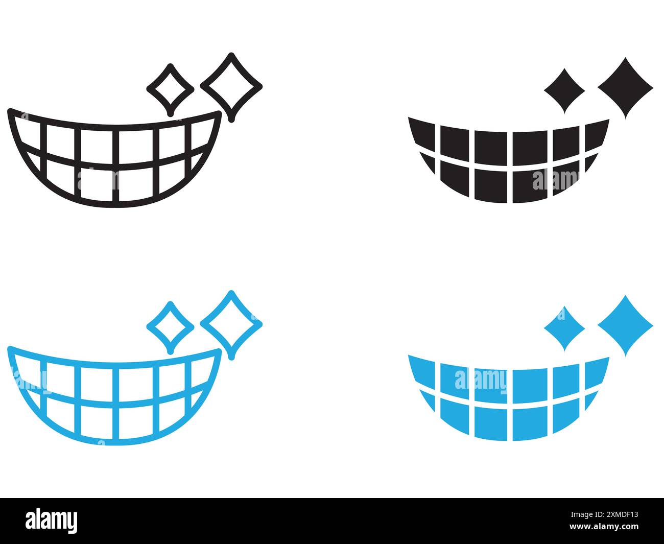 smile with teeth icon vector line logo mark or symbol set collection ...