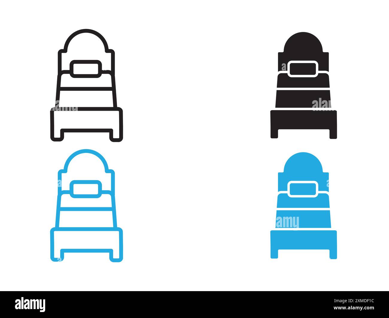 Single bed icon vector line logo mark or symbol set collection outline ...