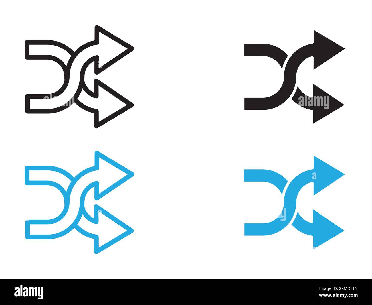 Shuffle icon vector line logo mark or symbol set collection outline ...