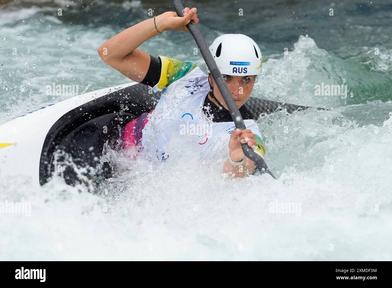 Jessica Fox of Australia competes in the women's kayak single heats ...