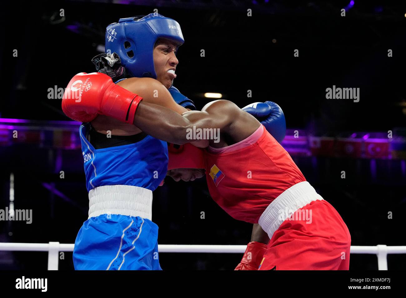 Ecuador's Maria Jose Palacios Espinoza, right, fights Sweden's Agnes ...