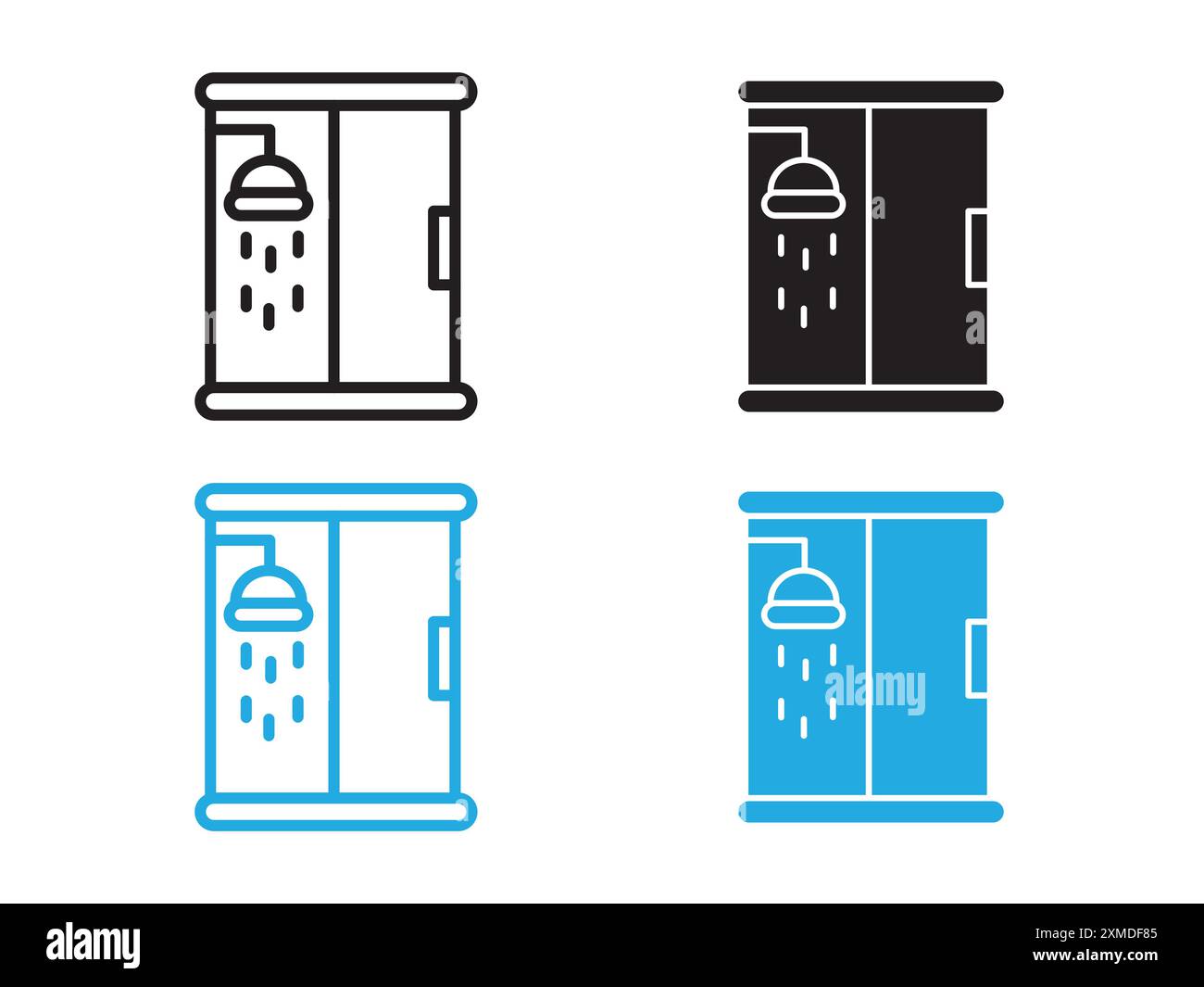 Shower cabin bathroom icon vector line logo mark or symbol set ...