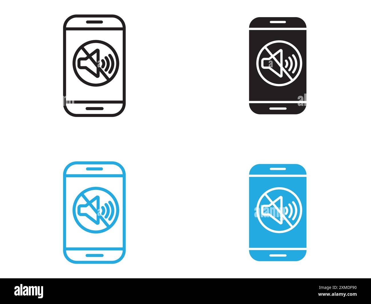 silent phone icon vector line logo mark or symbol set collection ...