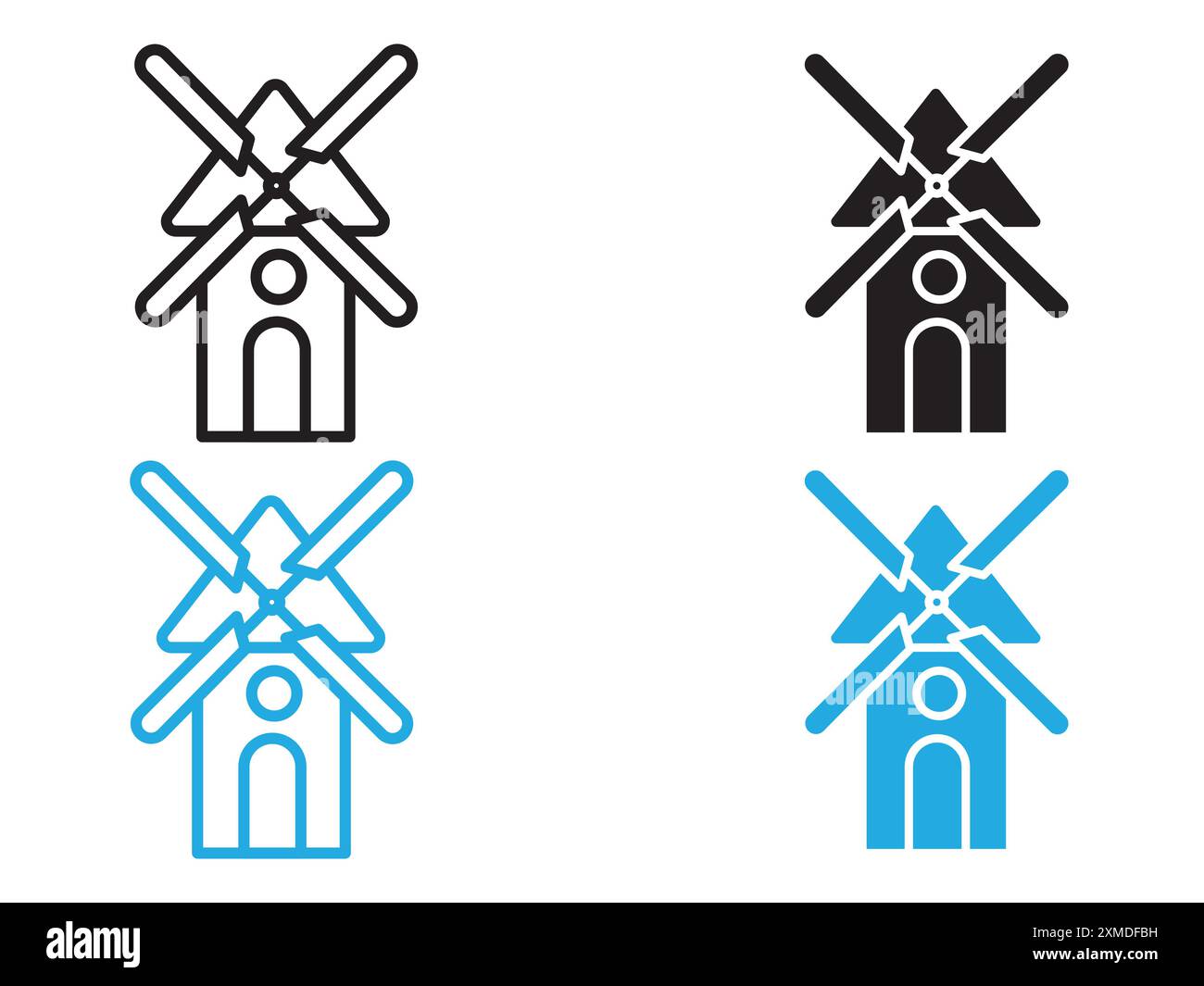 wind mill icon vector line logo mark or symbol set collection outline ...