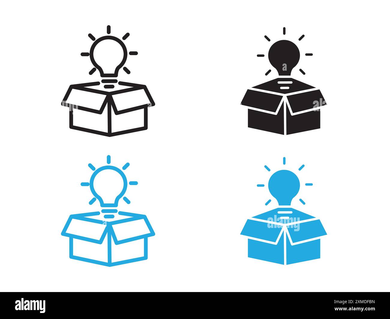 Think out of box idea icon vector line logo mark or symbol set ...