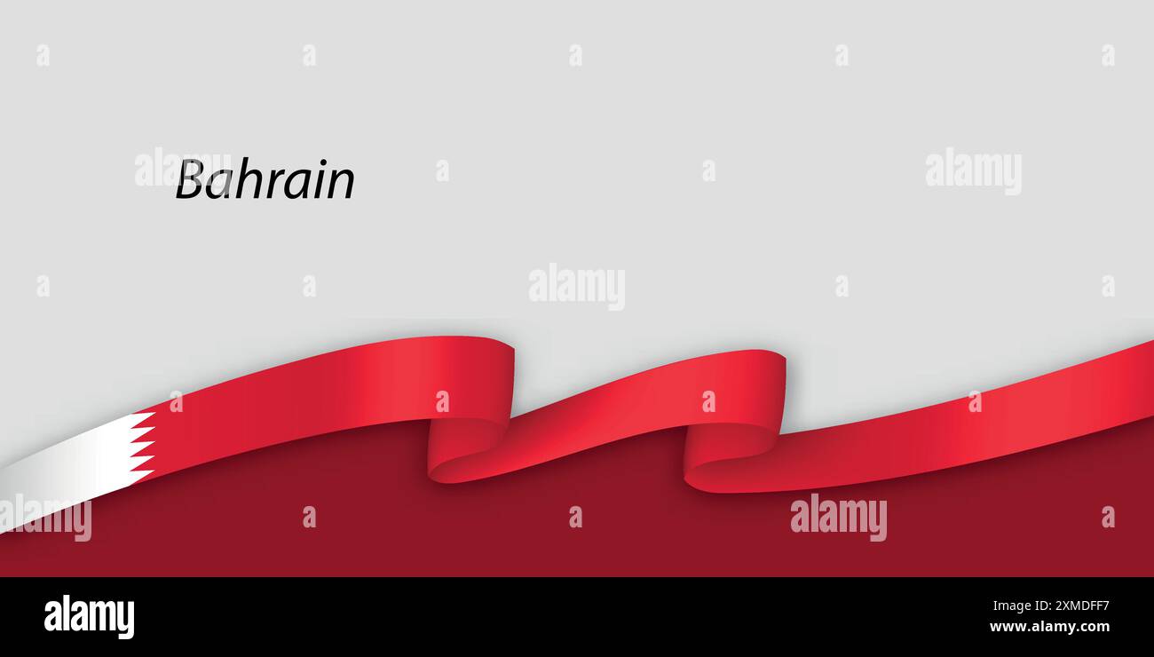 3d ribbon with national flag Bahrain isolated on white background with ...