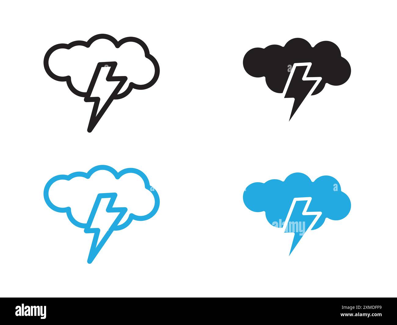 Thunder lightning icon vector line logo mark or symbol set collection ...