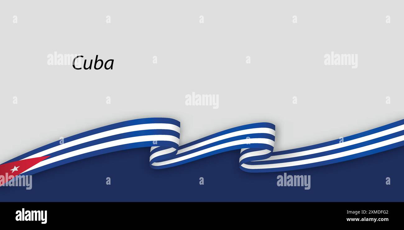 3d ribbon with national flag Cuba isolated on white background with ...