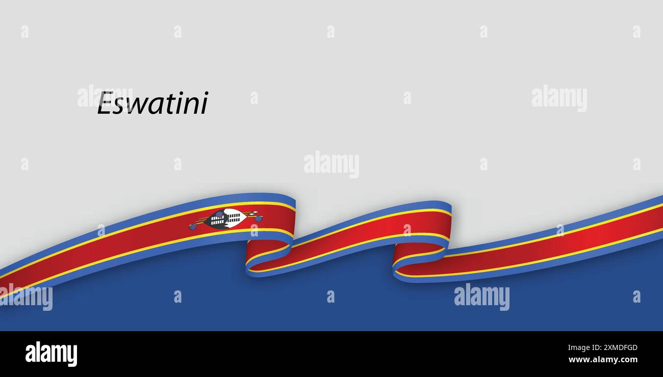 3d ribbon with national flag Eswatini isolated on white background with copyspace Stock Vector ...