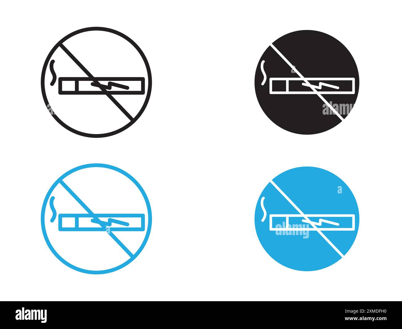 No Electronic Vaping icon vector line logo mark or symbol set collection outline style Stock ...