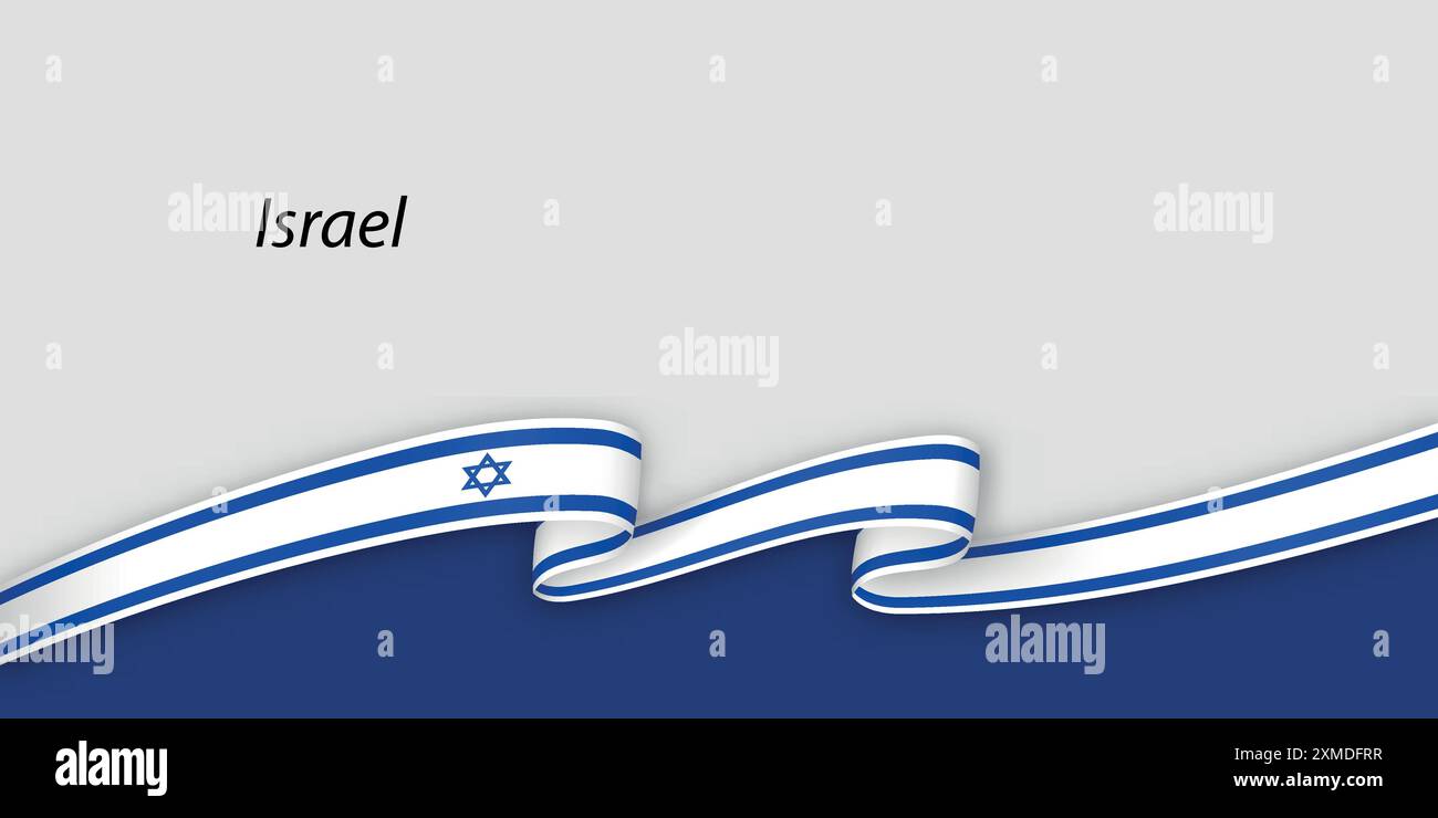 3d ribbon with national flag Israel isolated on white background with ...