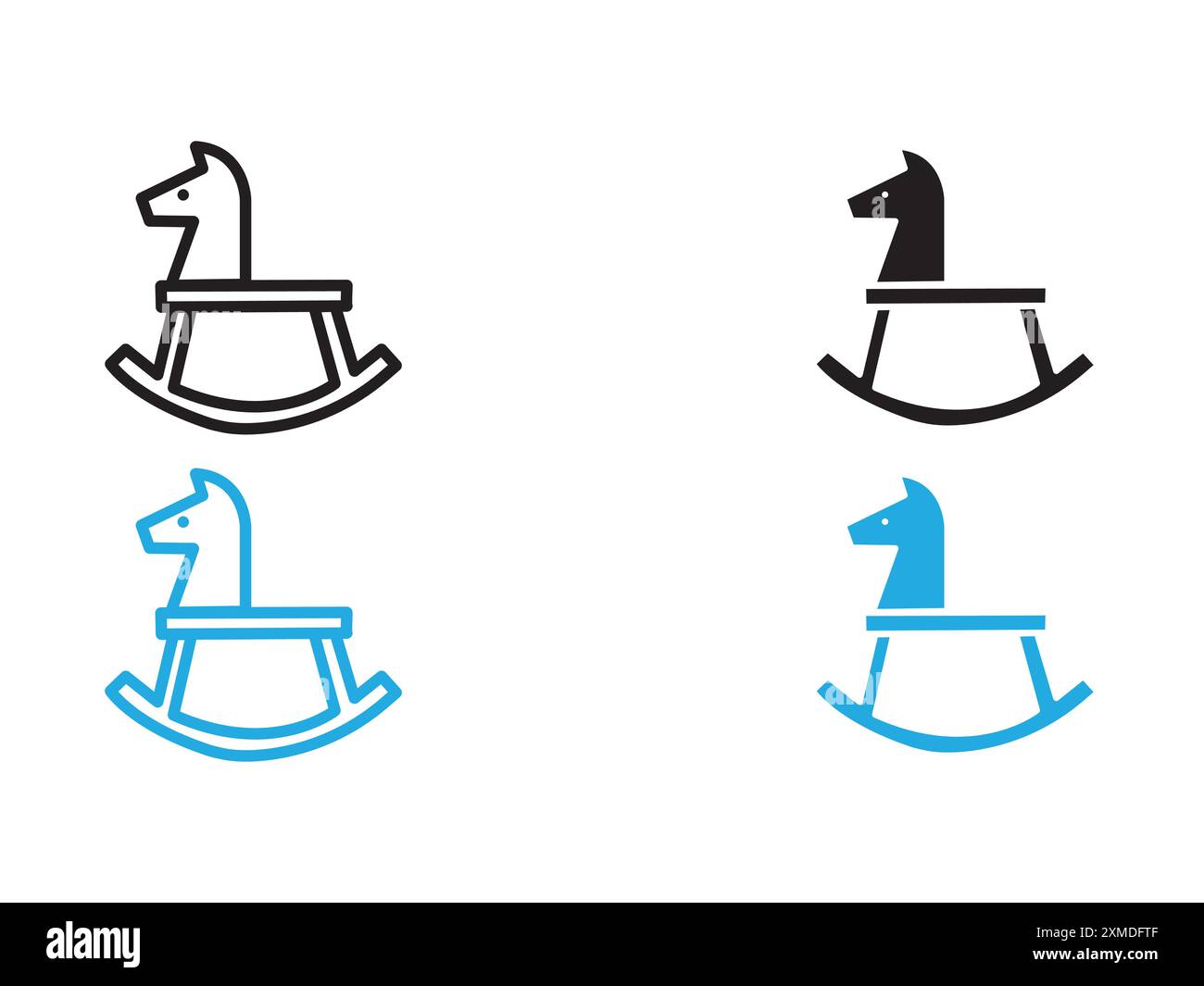 Toy horse rocking chair icon vector line logo mark or symbol set ...