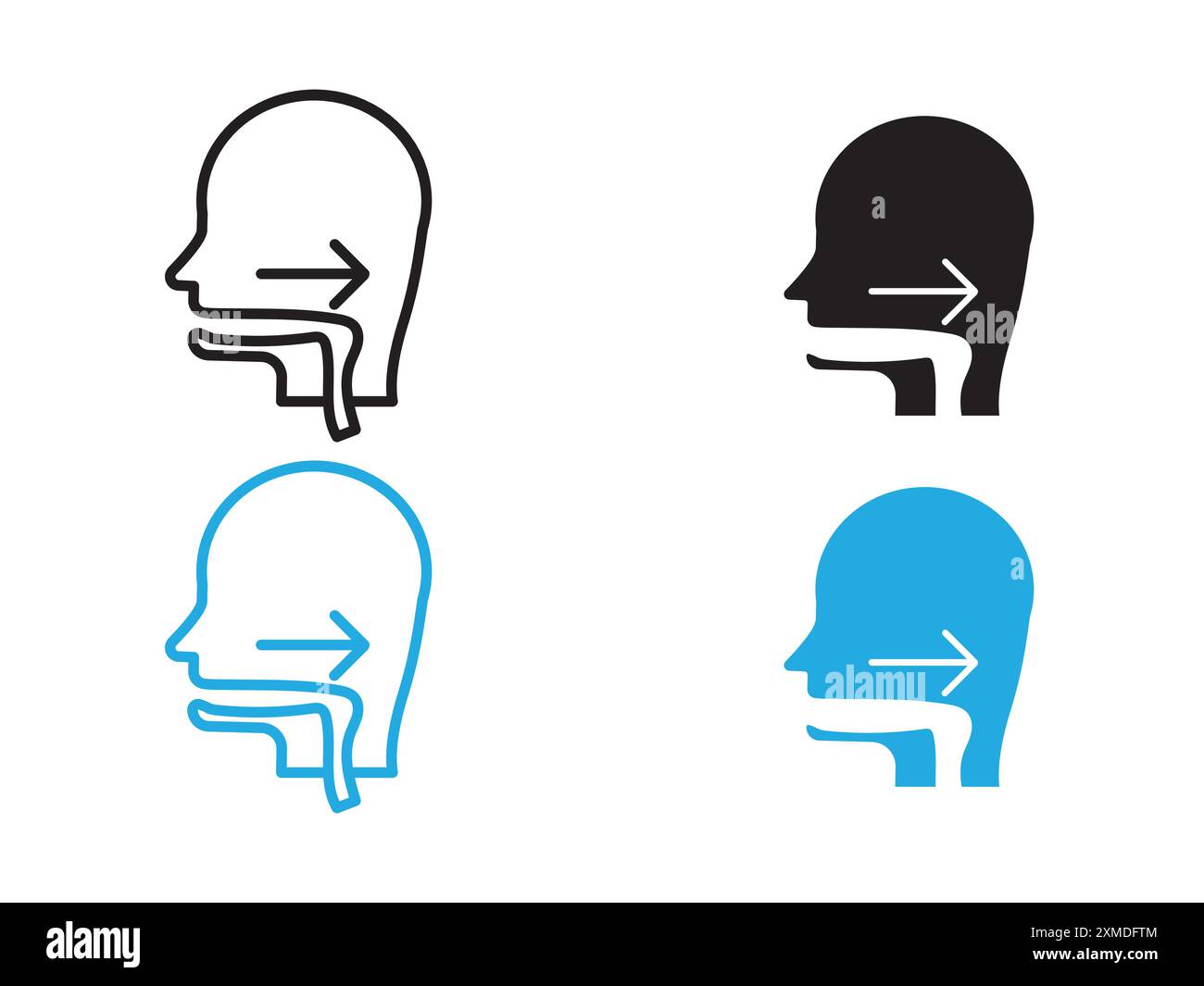 Throat oral mouth icon vector line logo mark or symbol set collection ...