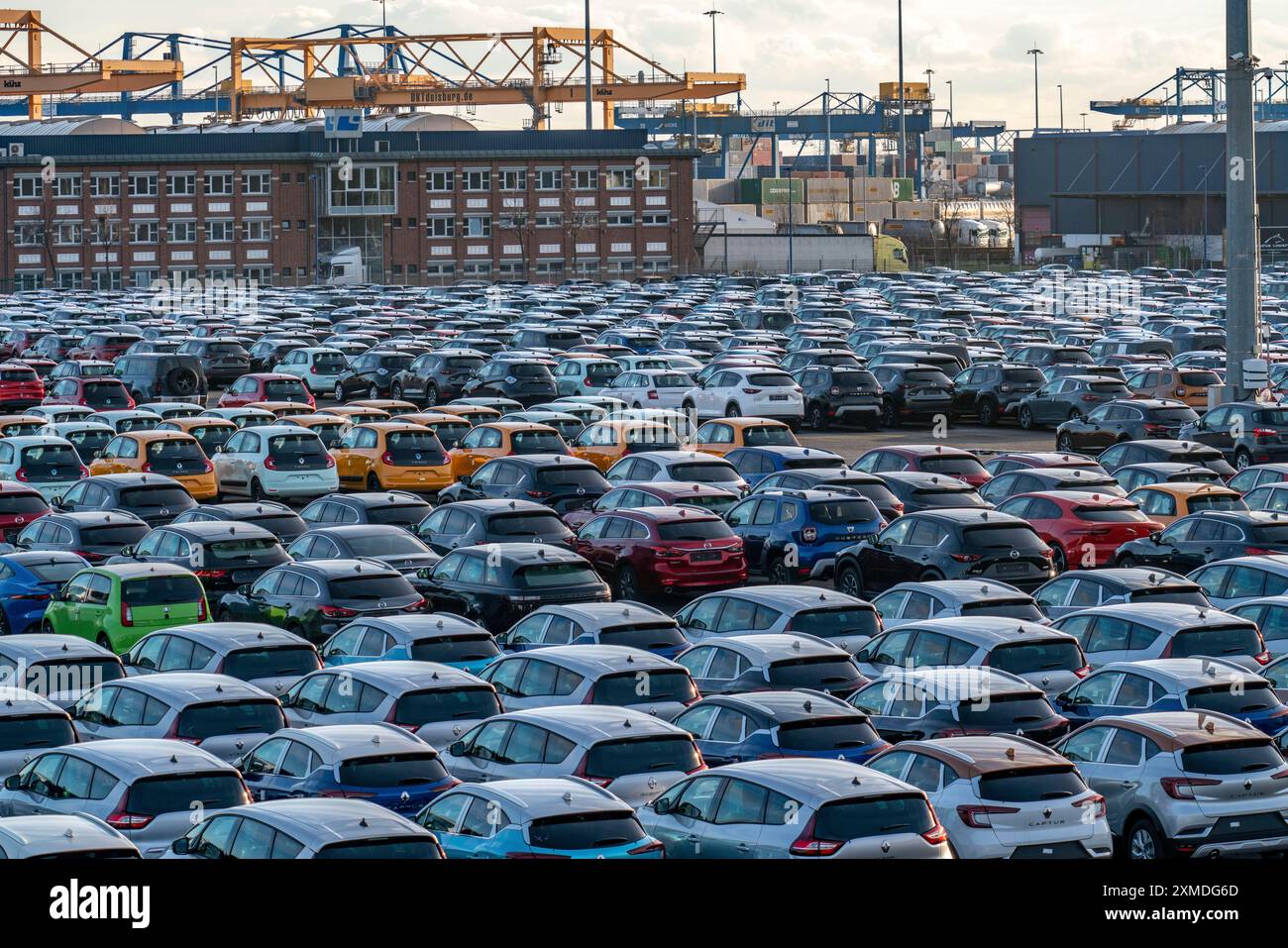 Car terminal in the Logport I inland port, in Duisburg on the Rhine ...