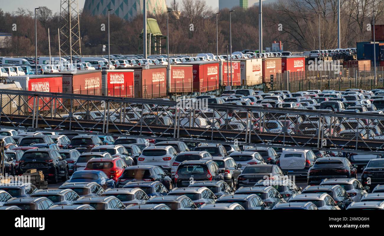 Car terminal in the Logport I inland port, in Duisburg on the Rhine ...