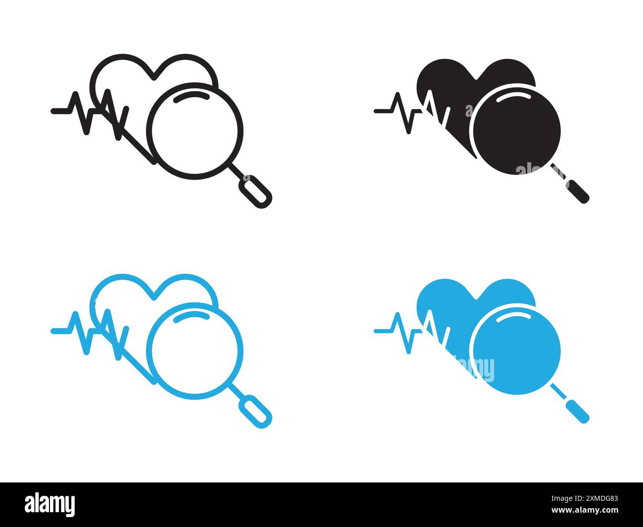 pulse heart check up icon vector line logo mark or symbol set ...